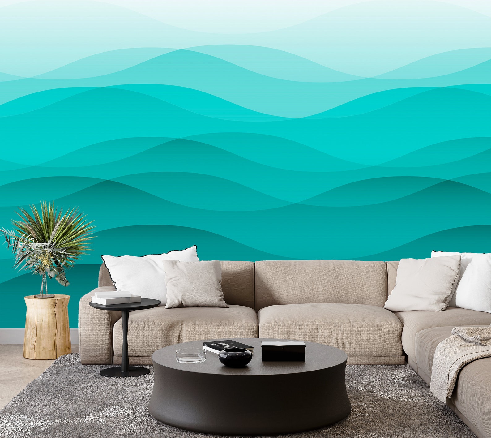 Abstract Wave Blue Wallpaper & Wall Art Mural Abstract Ocean - Etsy