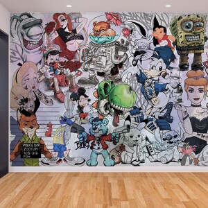 Cartoon Wallpaper & Wall Art Mural Graffiti Characters Cartoon Urban ...