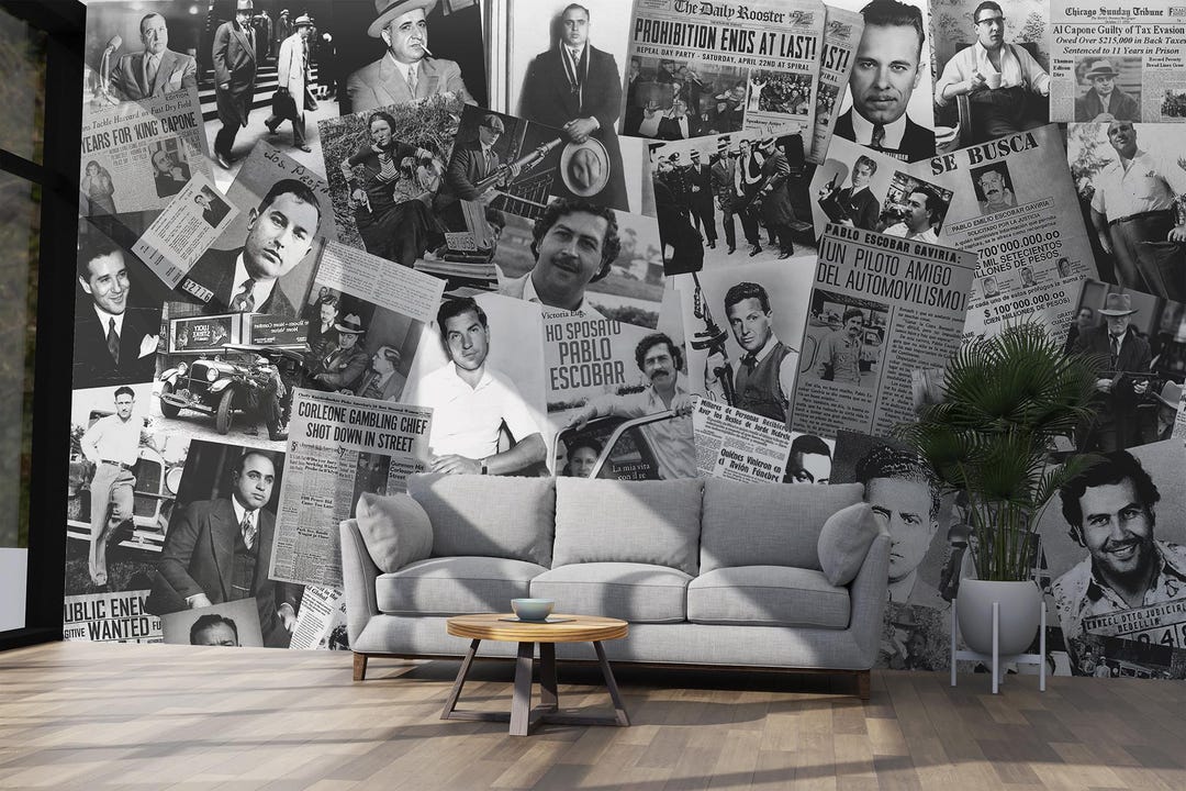 Gangster Mafia Collage Wallpaper Vintage Crime Bosses Aesthetic Mobster ...