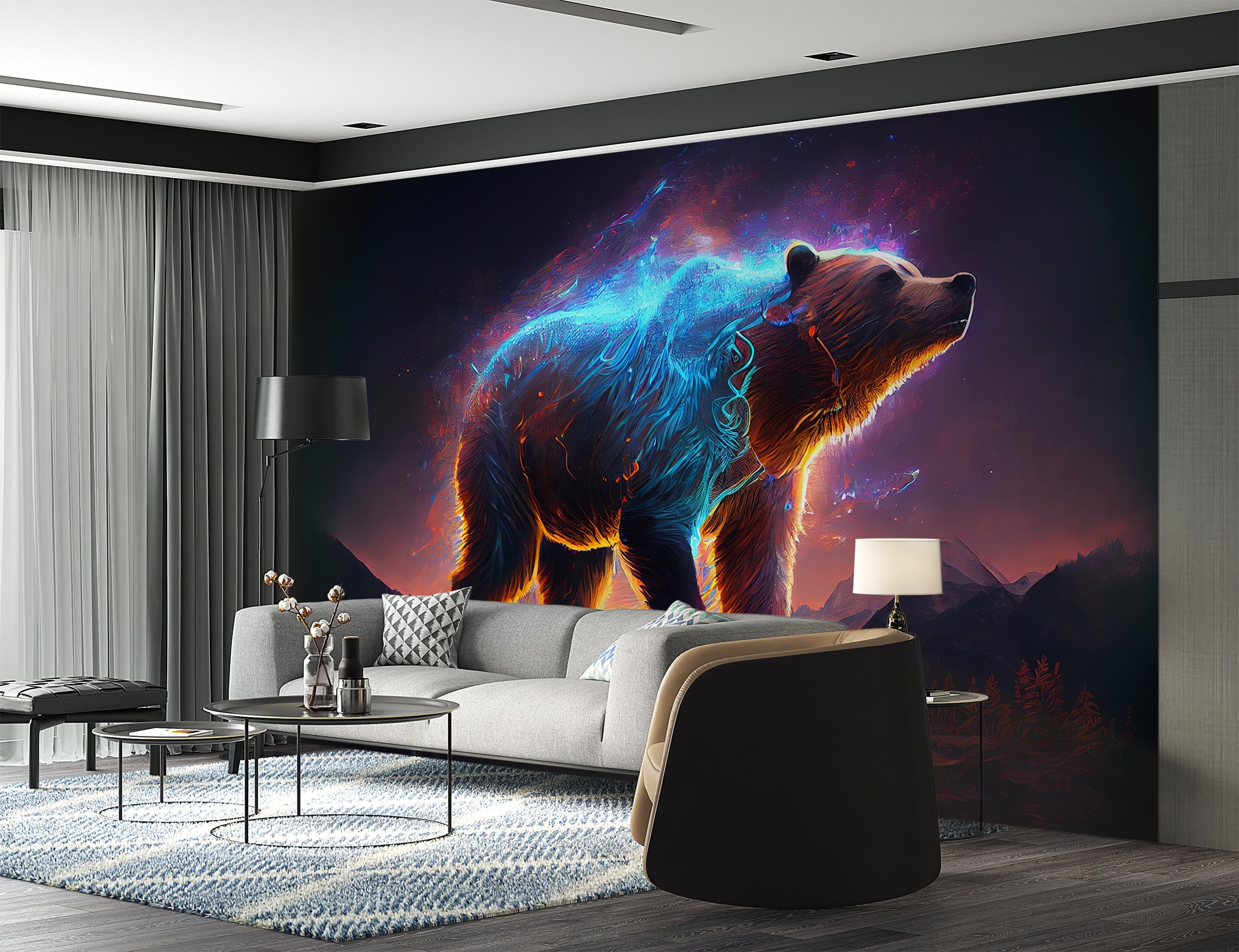 Animal Grizzly Bear Wall Art Mural & Wallpaper Landscape - Etsy