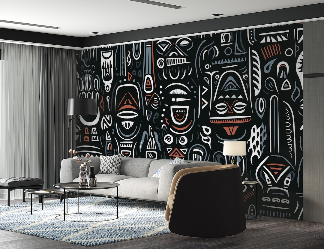 African Tribes Surreal Wallpaper & Wall Art Mural African Faces Culture ...