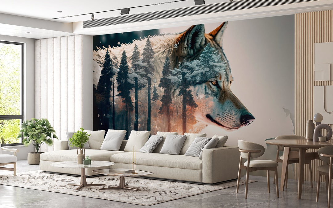 Wolf Winter Wallpaper Foggy Forest Snowfield Wolves & Forest Wall Art ...