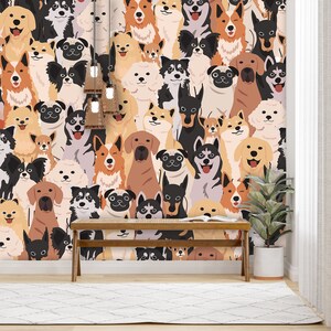 Dog Funky Wallpaper & Wall Mural Pets Nursery Pattern Dogs Wall Art ...