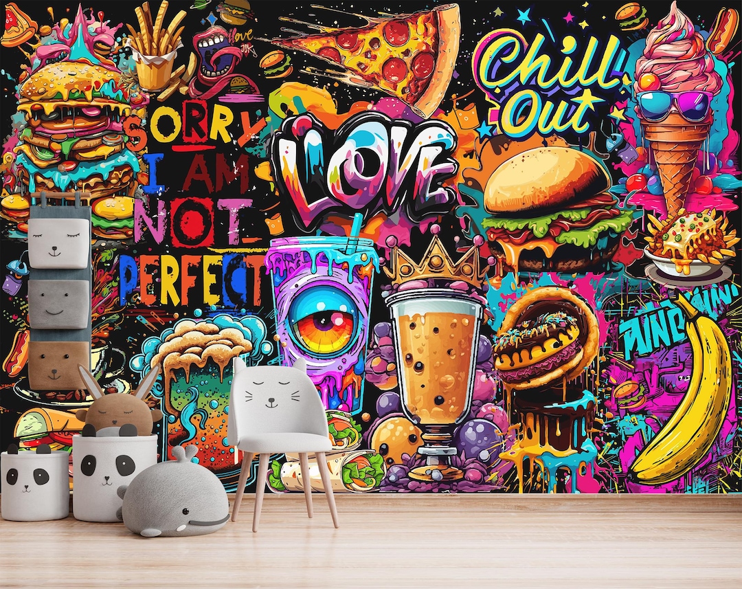 Street Food Art Wallpaper Graffiti Urban Street Art Wall Mural Food ...