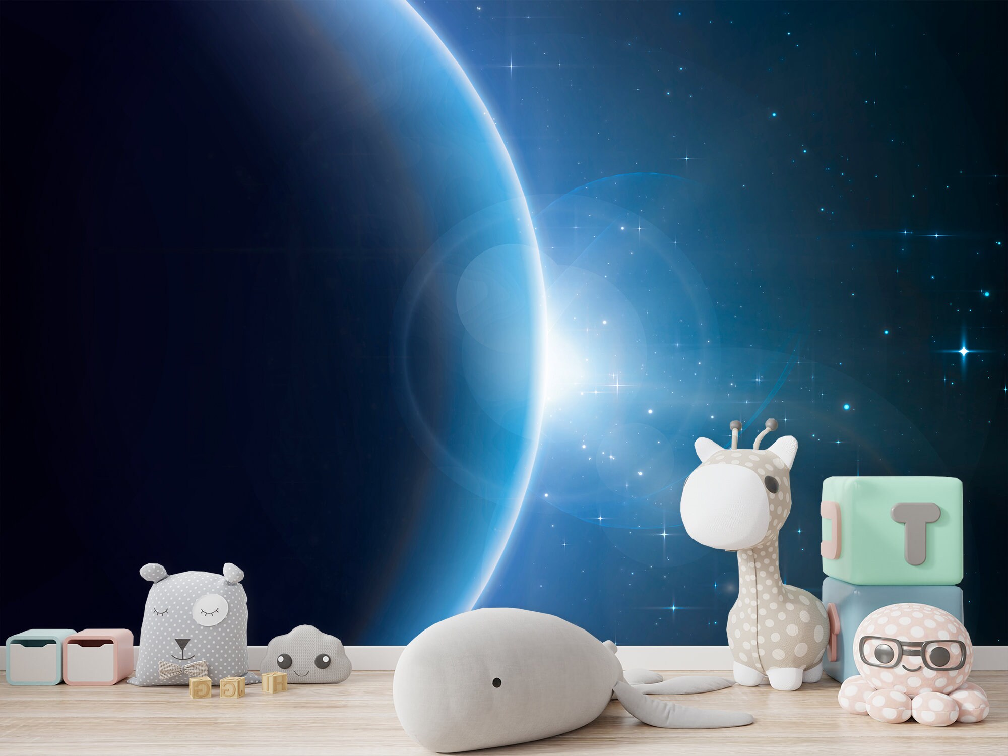 Planet Solar Eclipse Space Stars Wallpaper & Wall Art Mural - Etsy