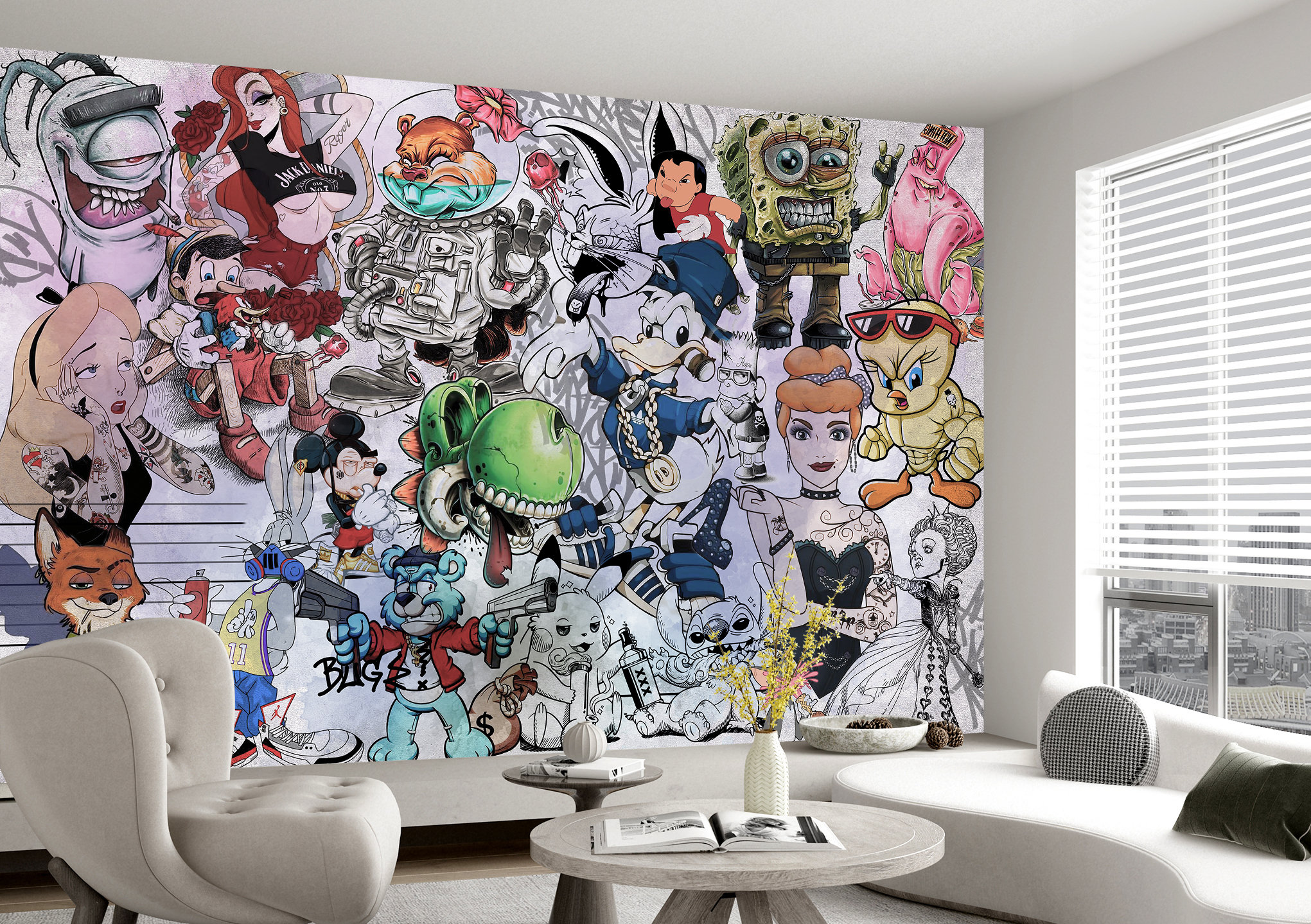Cartoon Wallpaper & Wall Art Mural Graffiti Characters Cartoon Urban ...