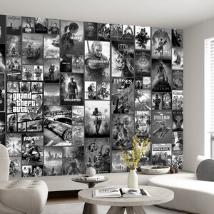 Video Game Posters Collage Wallpaper Modern & Famous Games Wall Art ...