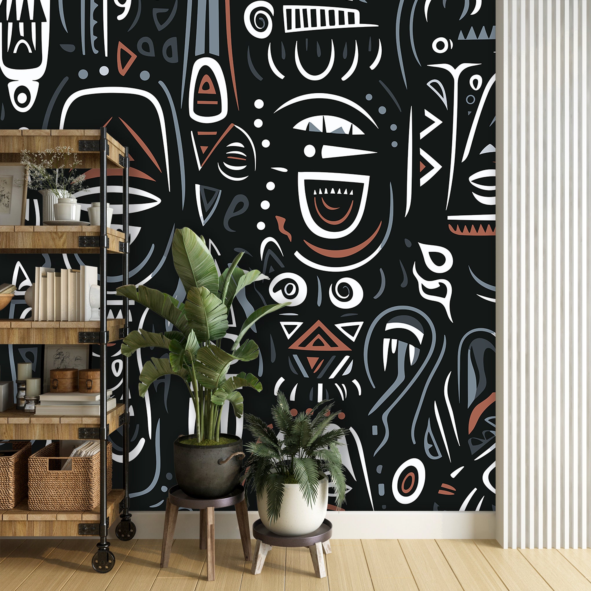 African Tribes Surreal Wallpaper & Wall Art Mural African Faces Culture ...
