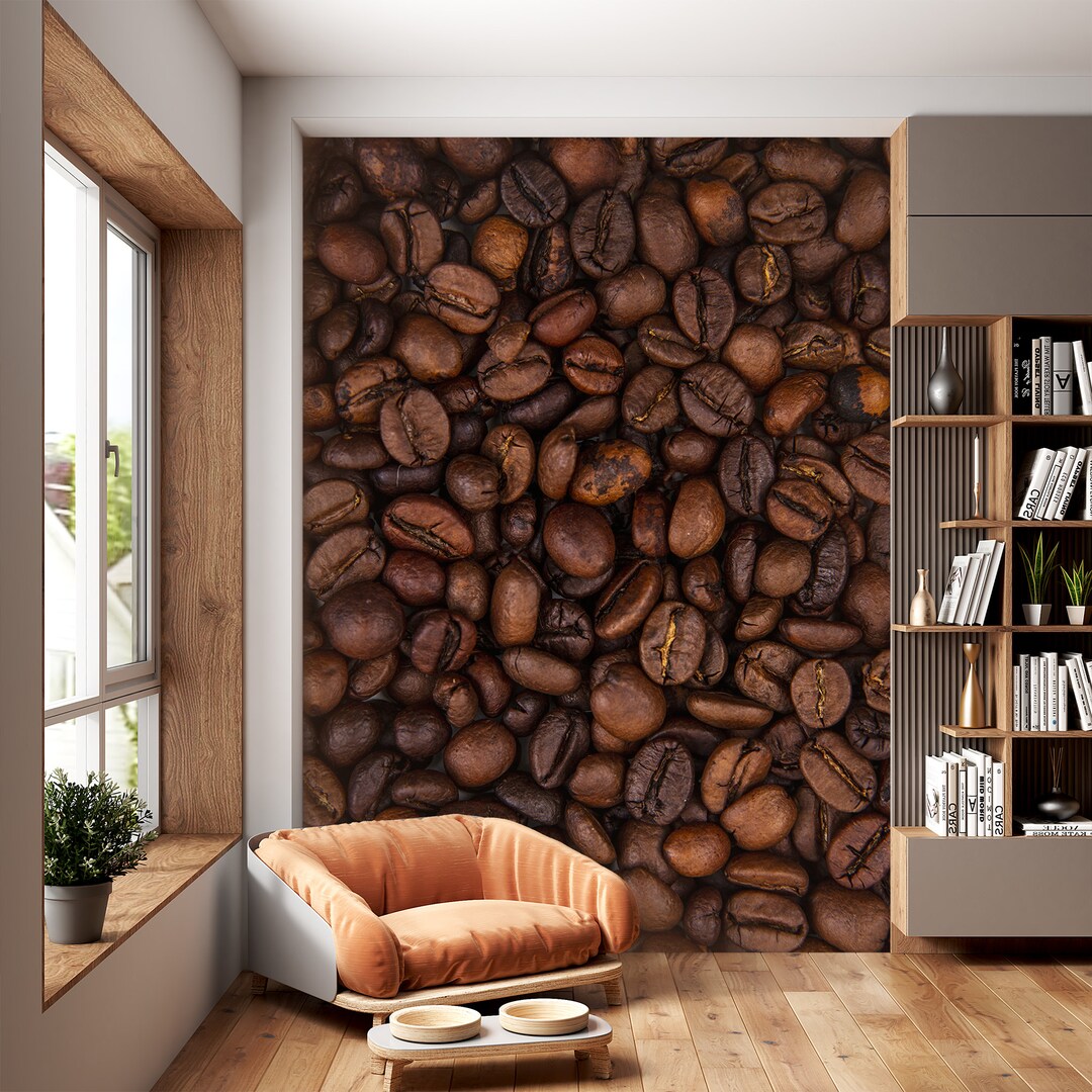 Coffee Beans Wallpaper & Wall Mural for Shop Cafe Cup of Coffee Mural ...