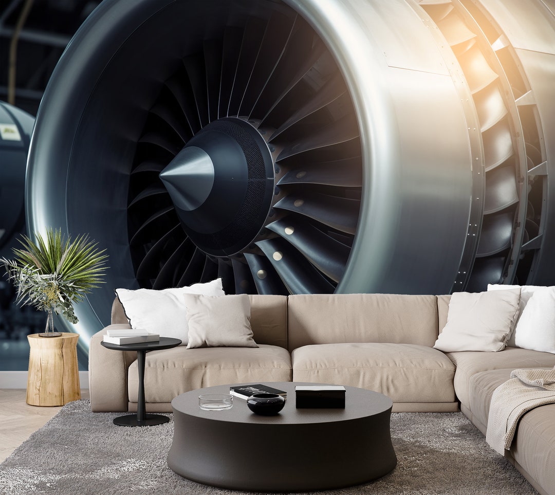 Aviation Wallpaper Turbojet Engine Wall Mural Turbine Aircraft Mural ...