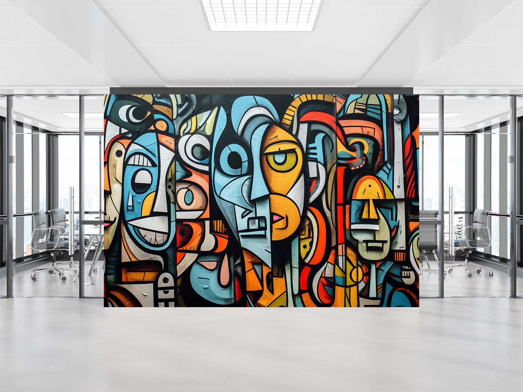 African Tribes Face Graffiti Wall Mural & Wallpaper African Totems ...