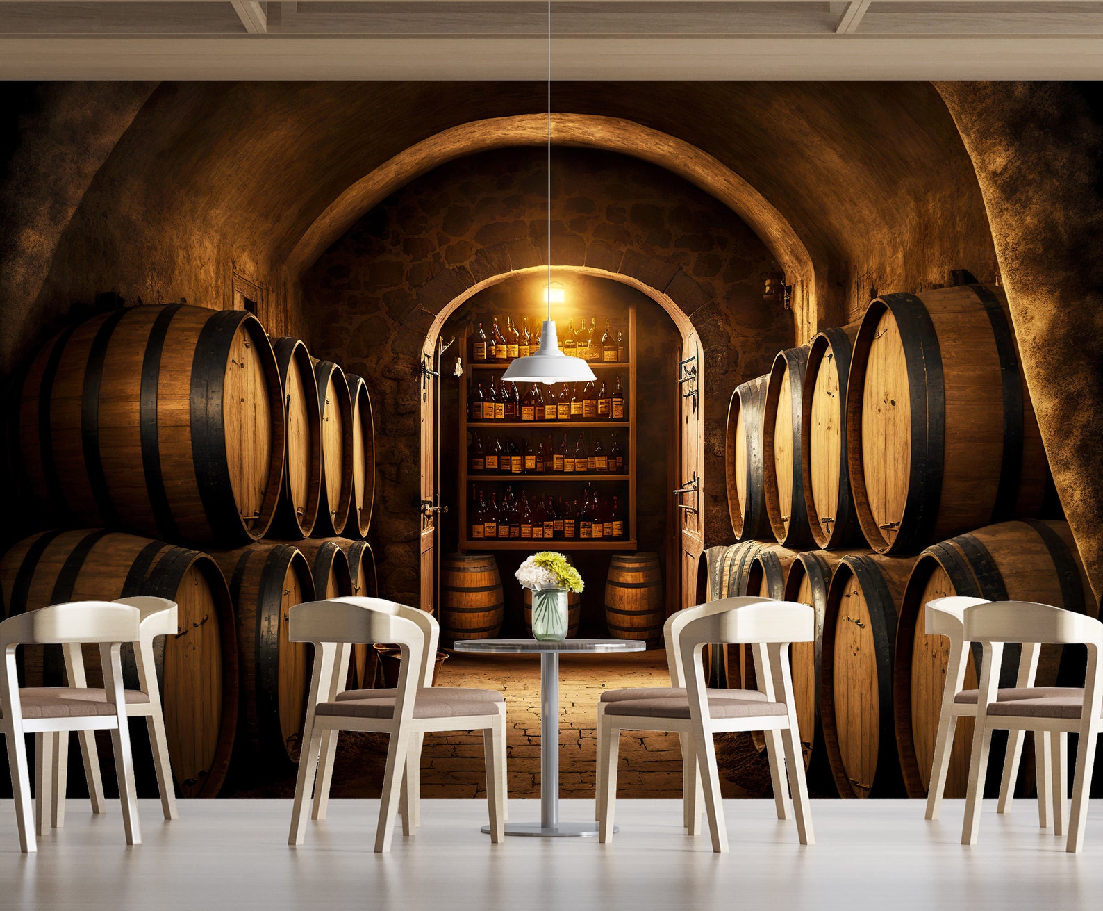 Winemaking Cellar & Wallpaper Wine Barrel Wall Art Mural Wine Cellar ...