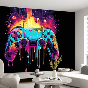 Play Games Wallpaper & Wall Art Mural Game Controller Art Deco ...