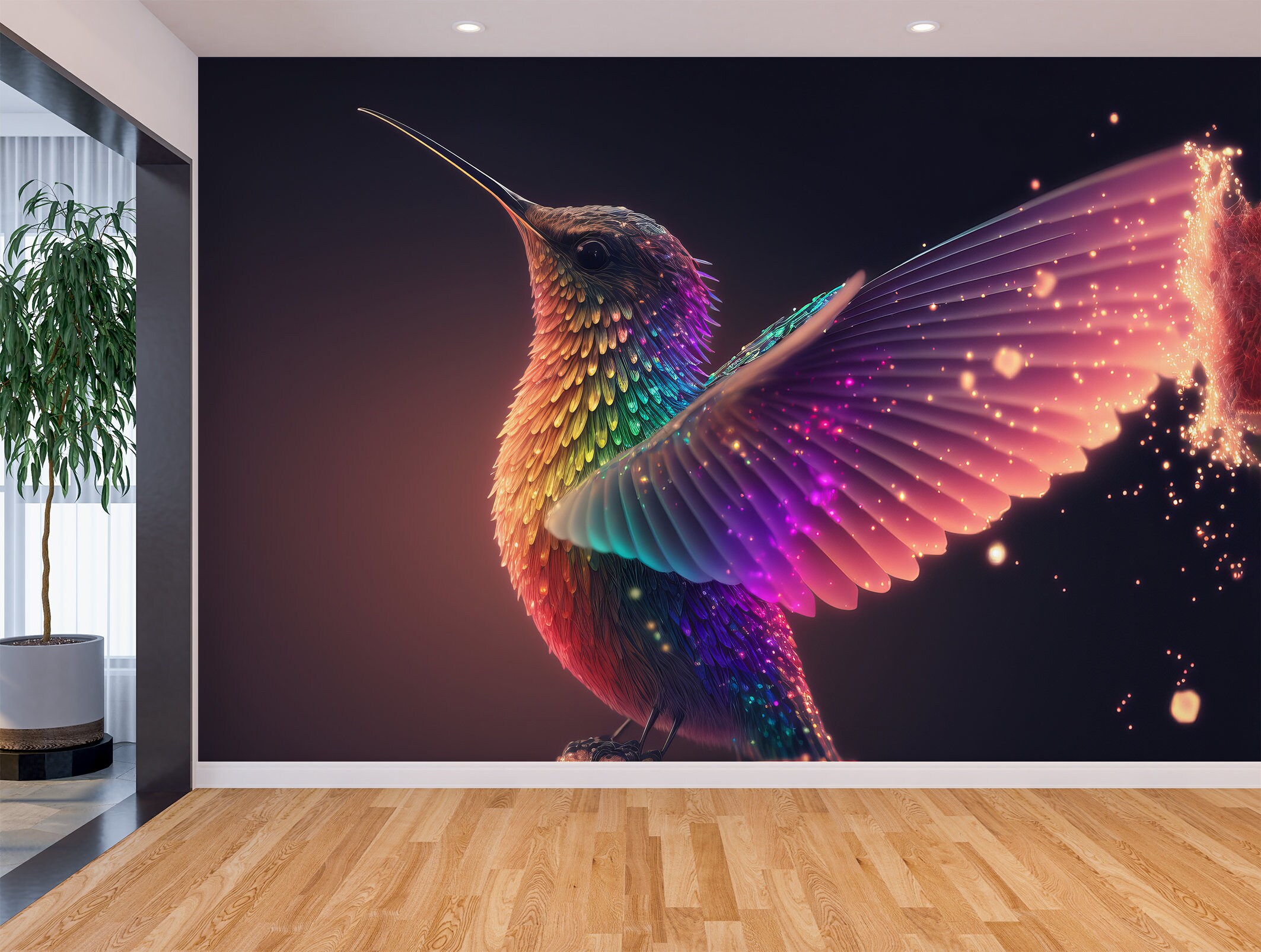 Animal Hummingbird Wall Art Mural & Wallpaper Bird Colorful - Etsy