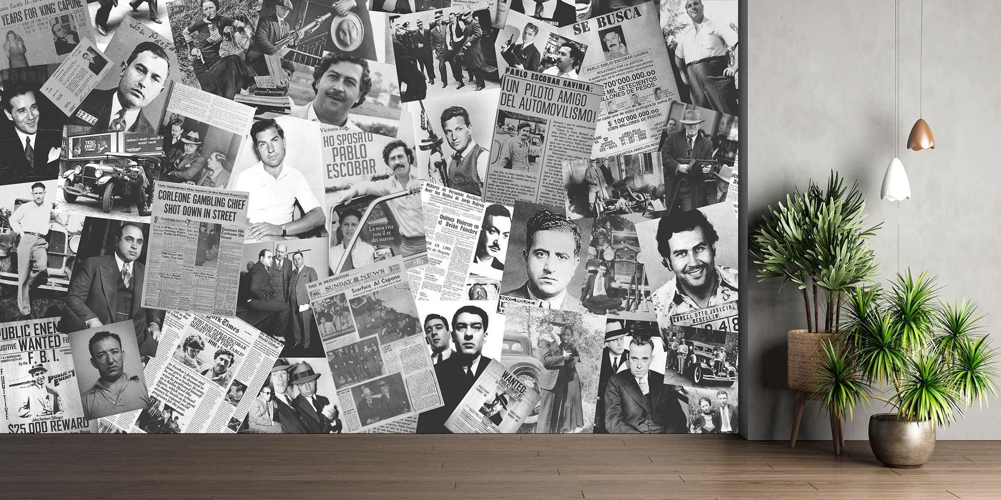 Gangster Mafia Collage Wallpaper Vintage Crime Bosses Aesthetic Mobster ...