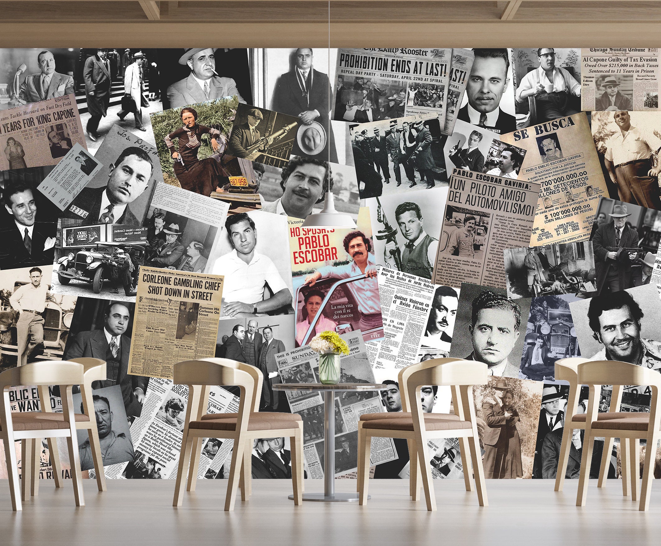 Gangsters and Mafia Newspaper Wallpaper & Wall Art Mural - Etsy Canada