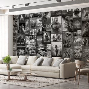 Video Game Posters Collage Wallpaper Modern & Famous Games Wall Art ...