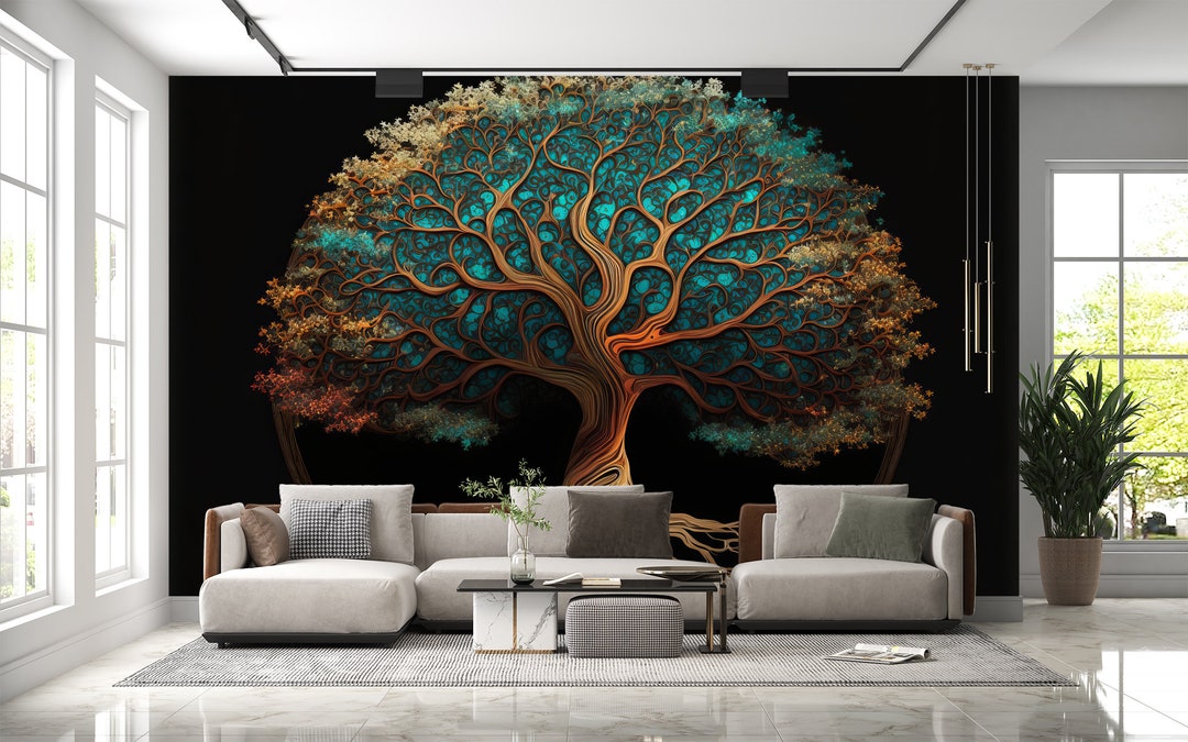 Tree Mandala Mural: Fantasy Forest Peel and Stick Wallpaper - Etsy