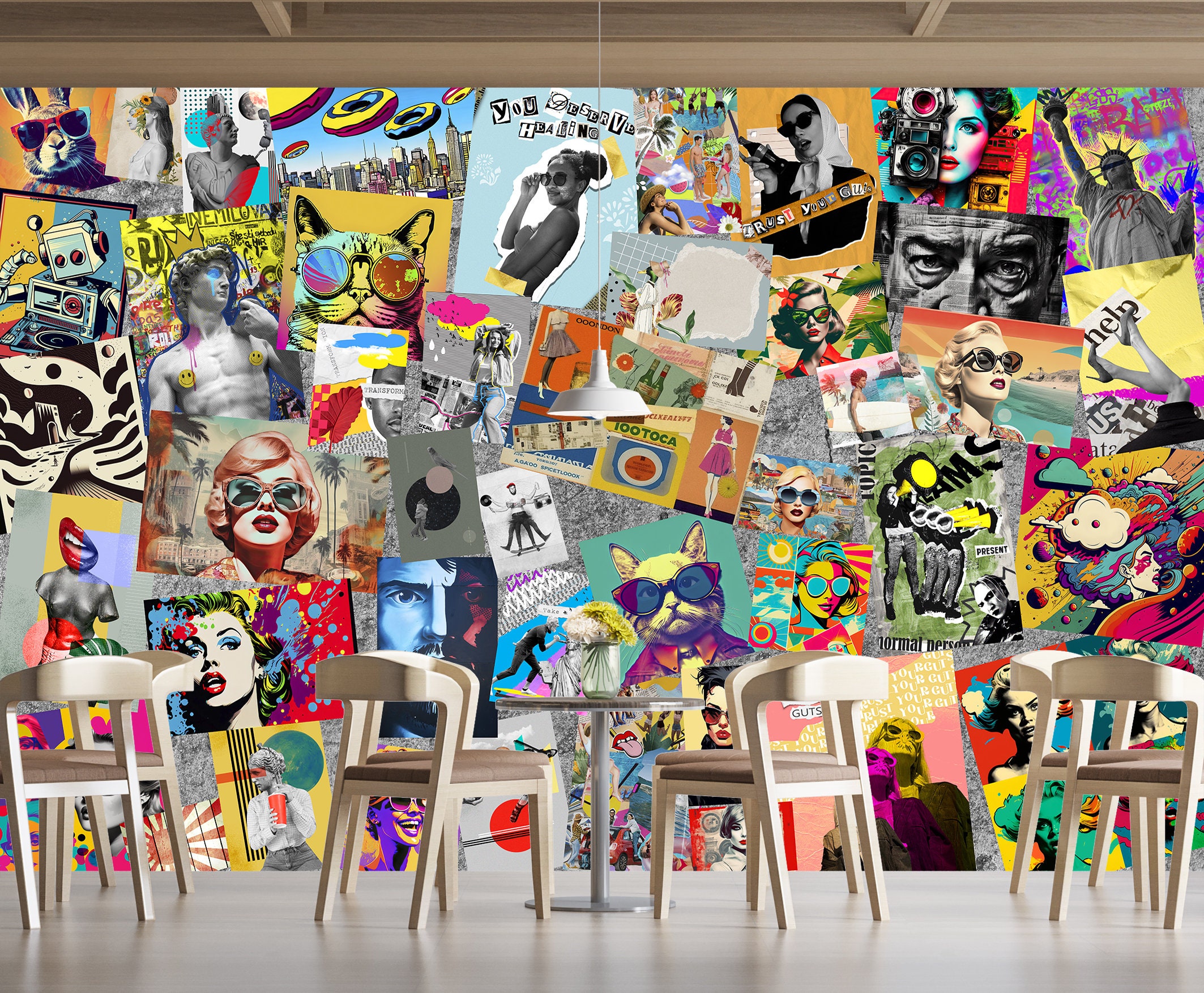 Pop Art Wallpaper Street Art Vintage & Wall Mural Retro Wall - Etsy