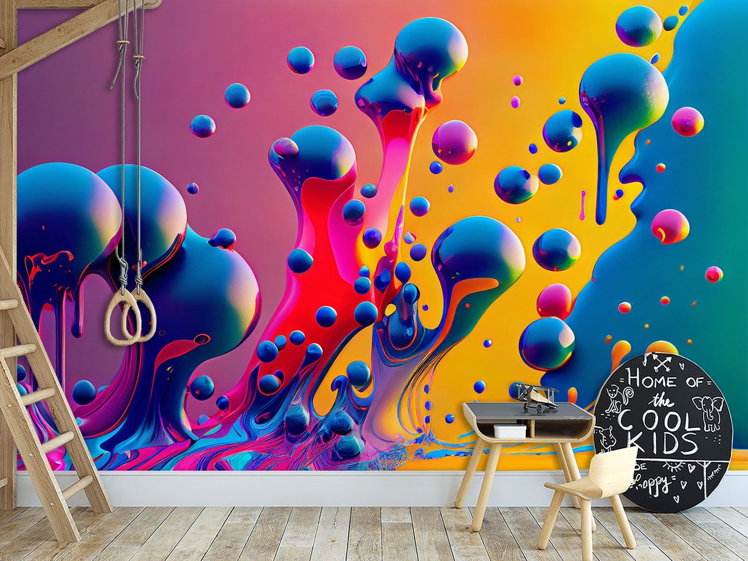 Watercolor Rainbow Abstraction Wall Art Mural & Abstract Wallpaper ...
