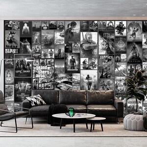 Video Game Posters Collage Wallpaper Modern & Famous Games Wall Art ...