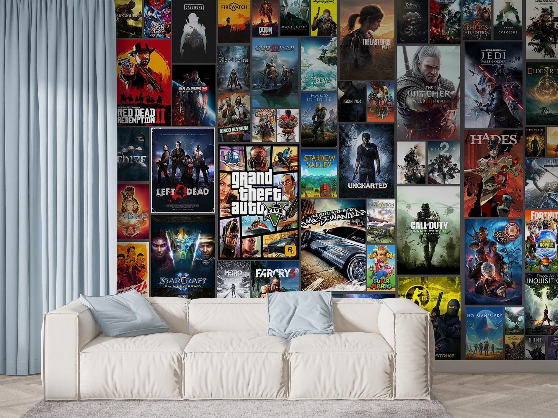 Famous Games Wallpaper & Wall Art Mural Modern Video Game Posters ...