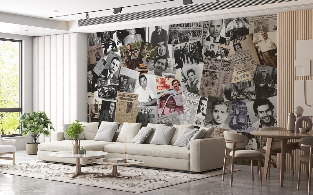 Gangsters and Mafia Newspaper Wallpaper & Wall Art Mural Vintage Crime ...