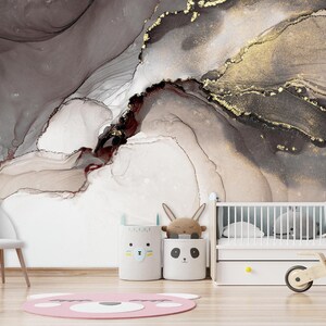 Abstract Marble Wall Mural Marble Accent Wallpaper Living Room Mural ...