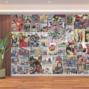 Retro Comic Superhero Wallpaper, Vintage Pop Art Collage (peel and ...