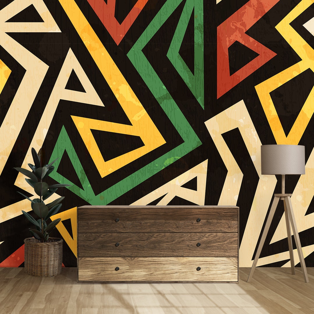 African Abstract Wallpaper & Wall Art Mural African Culture Abstract ...