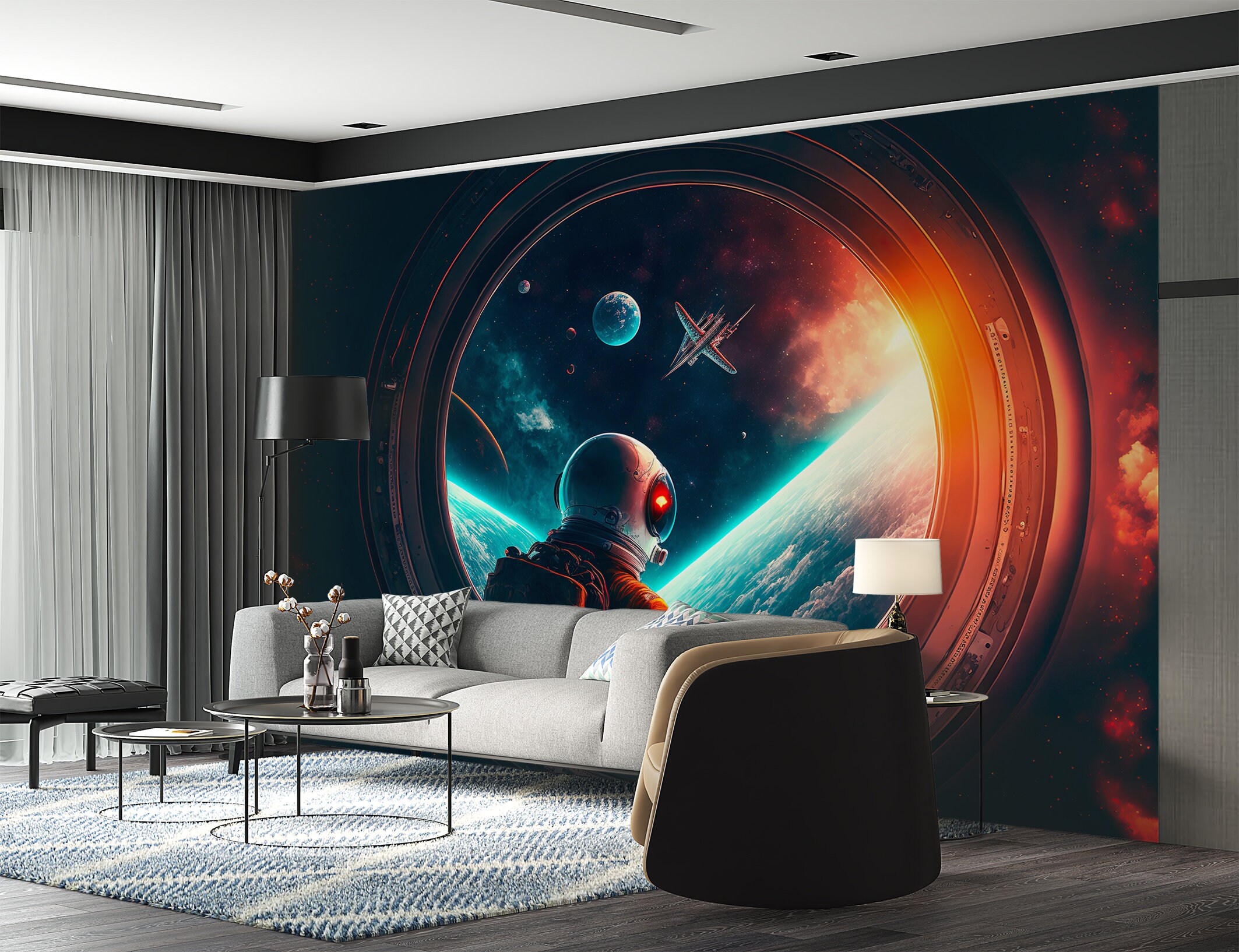 Space Shuttle Window Wall Art Mural & Wallpaper Outer Space - Etsy