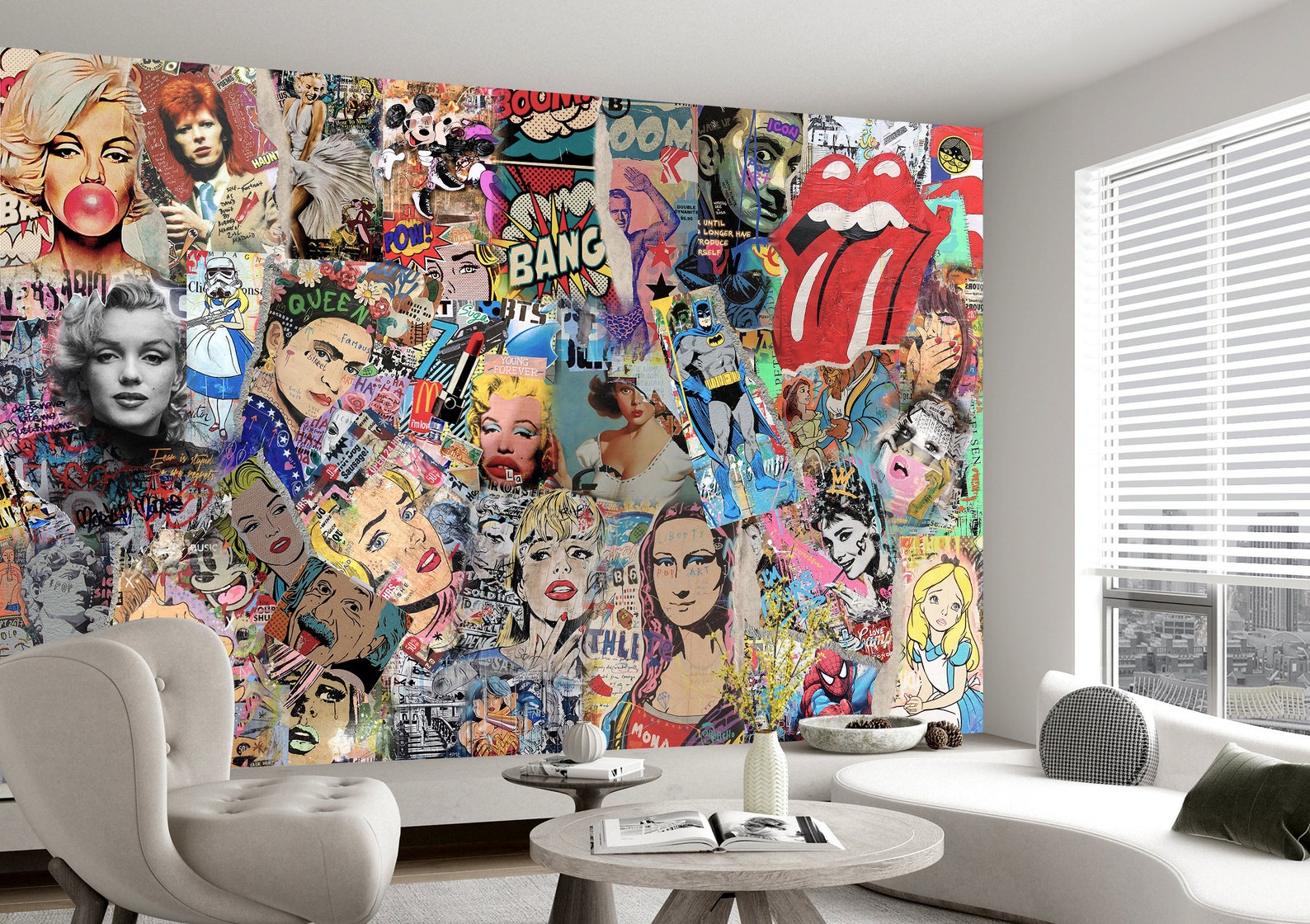 Retro Pop Wallpaper Vintage Wall Mural Wall Art Peel and Stick Toilet ...
