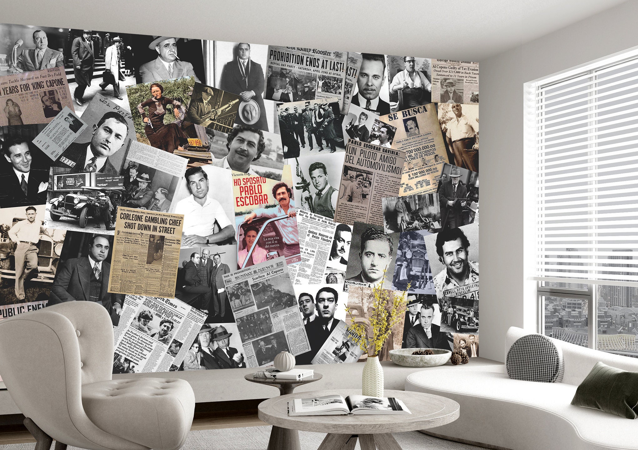 Gangsters and Mafia Newspaper Wallpaper & Wall Art Mural - Etsy Canada