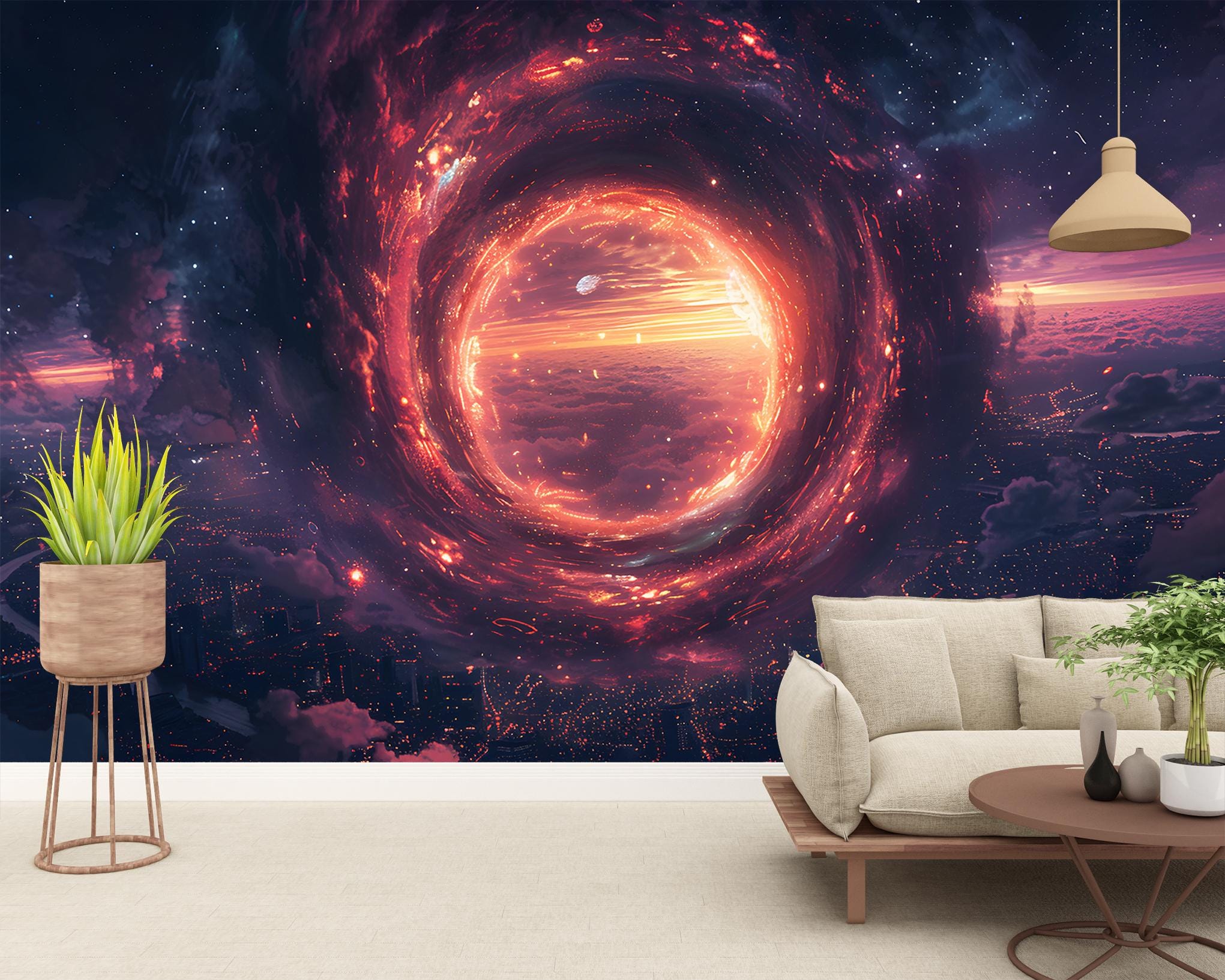Fantasy Portal Wall Mural Magical Galaxy Black Hole Wallpaper for Kids ...