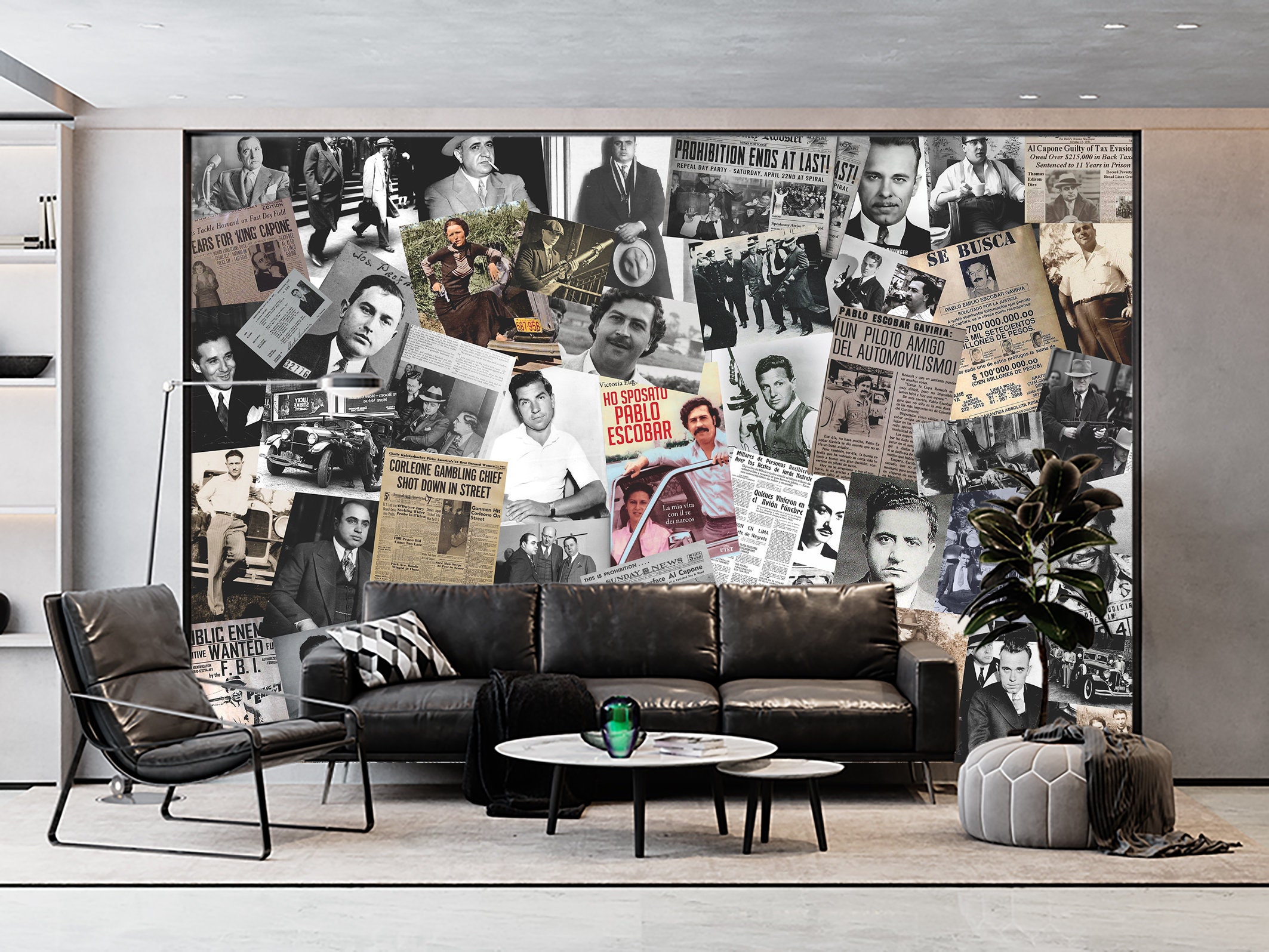 Gangsters and Mafia Newspaper Wallpaper & Wall Art Mural - Etsy Canada