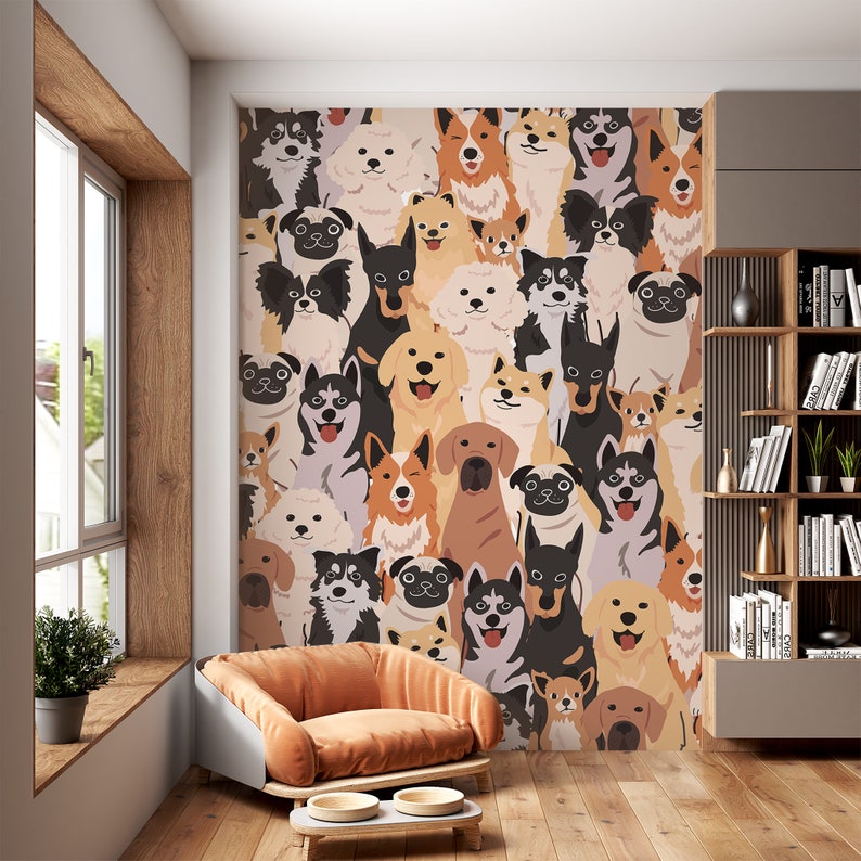 Dog Funky Wallpaper & Wall Mural Pets Nursery Pattern Dogs Wall Art ...
