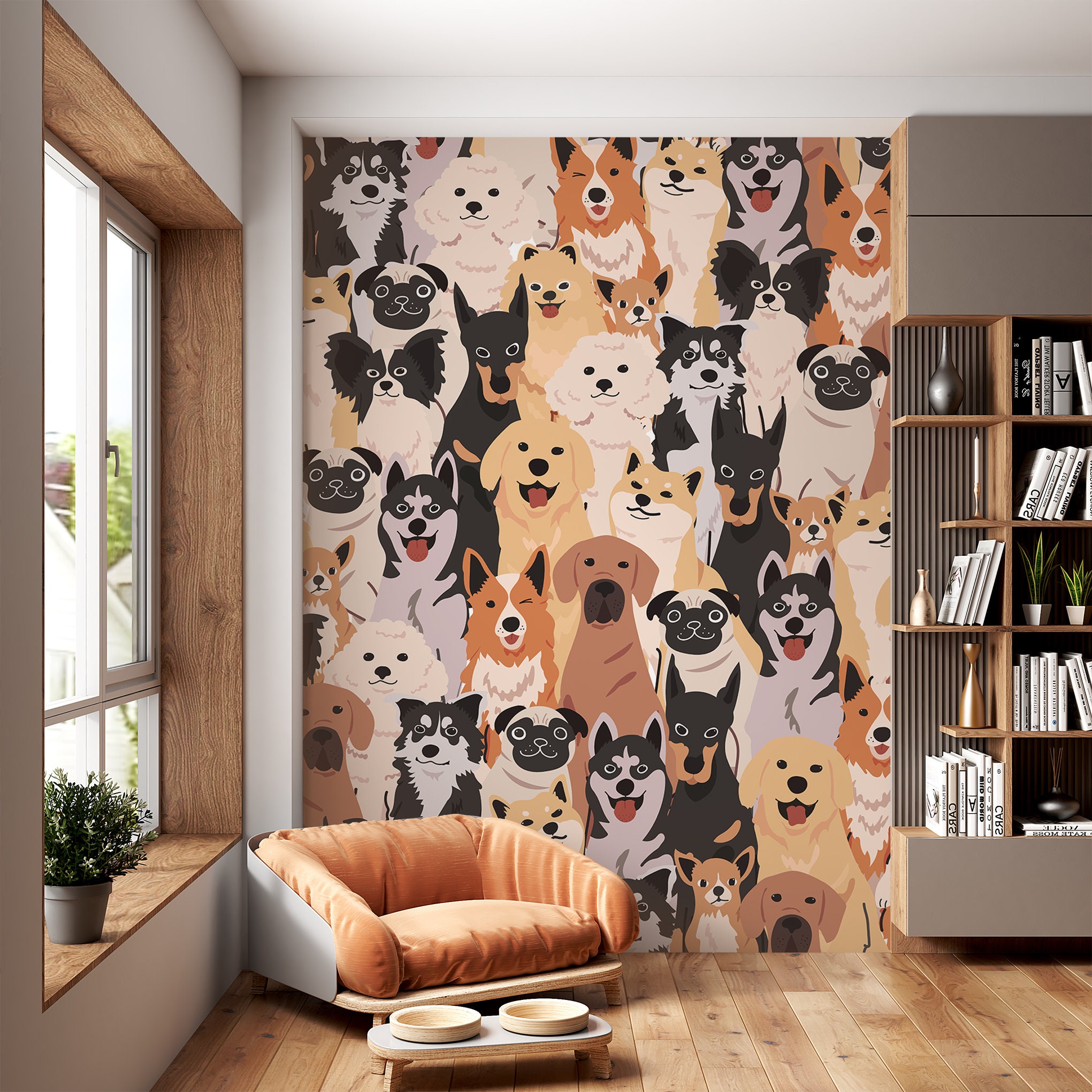 Dog Funky Wallpaper & Wall Mural Pets Nursery Pattern Dogs Wall Art ...
