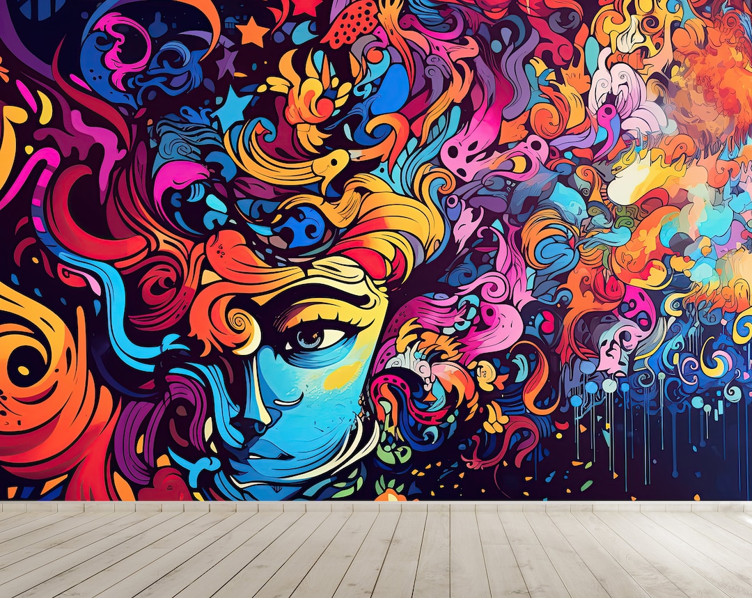 Girl Face Graffiti Abstract Wall Mural & Wallpaper Woman Graffiti Urban ...