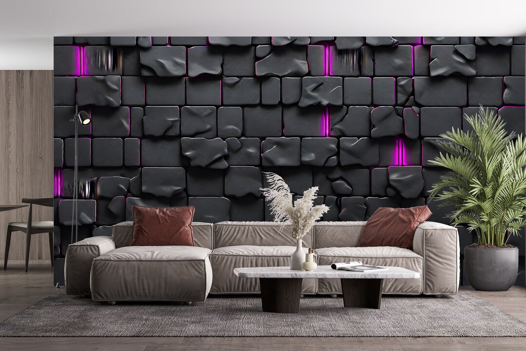 Neon Gaming Cubes Wallpaper & Wall Art Mural Geometric Hi-tech Decor ...