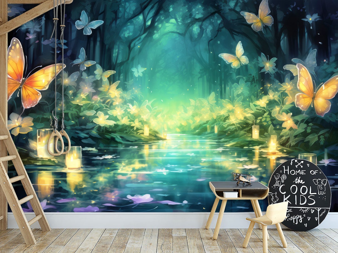 Forest Enchanted Wallpaper Wall Art Mural Nursery Magical Forest ...