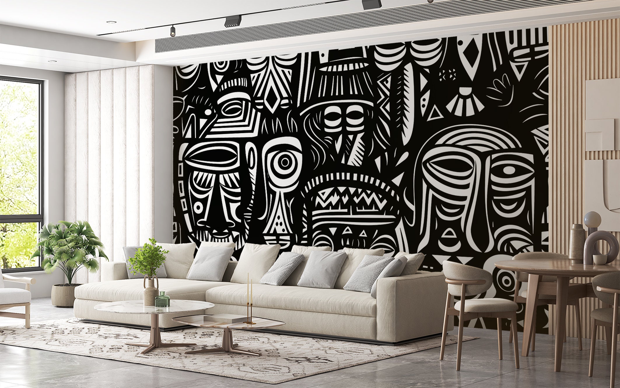 Abstract African Faces Wallpaper & Wall Art Mural African Culture ...