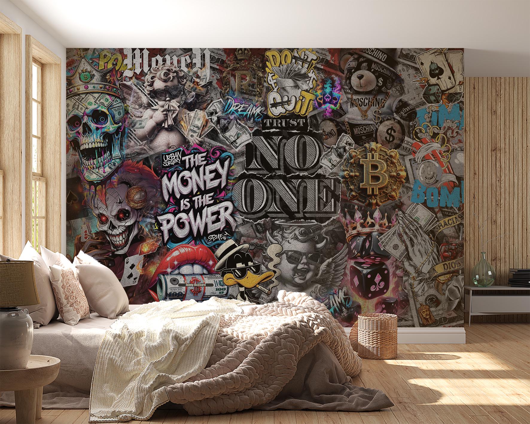 Money Modern Wallpaper Graffiti Peel and Stick Wall Mural Street Wall ...