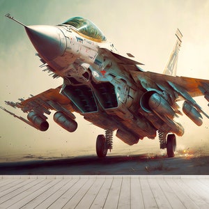 Jet Fighter Wall Art Mural & Wallpaper Aircraft Peel and Stick Aviation ...