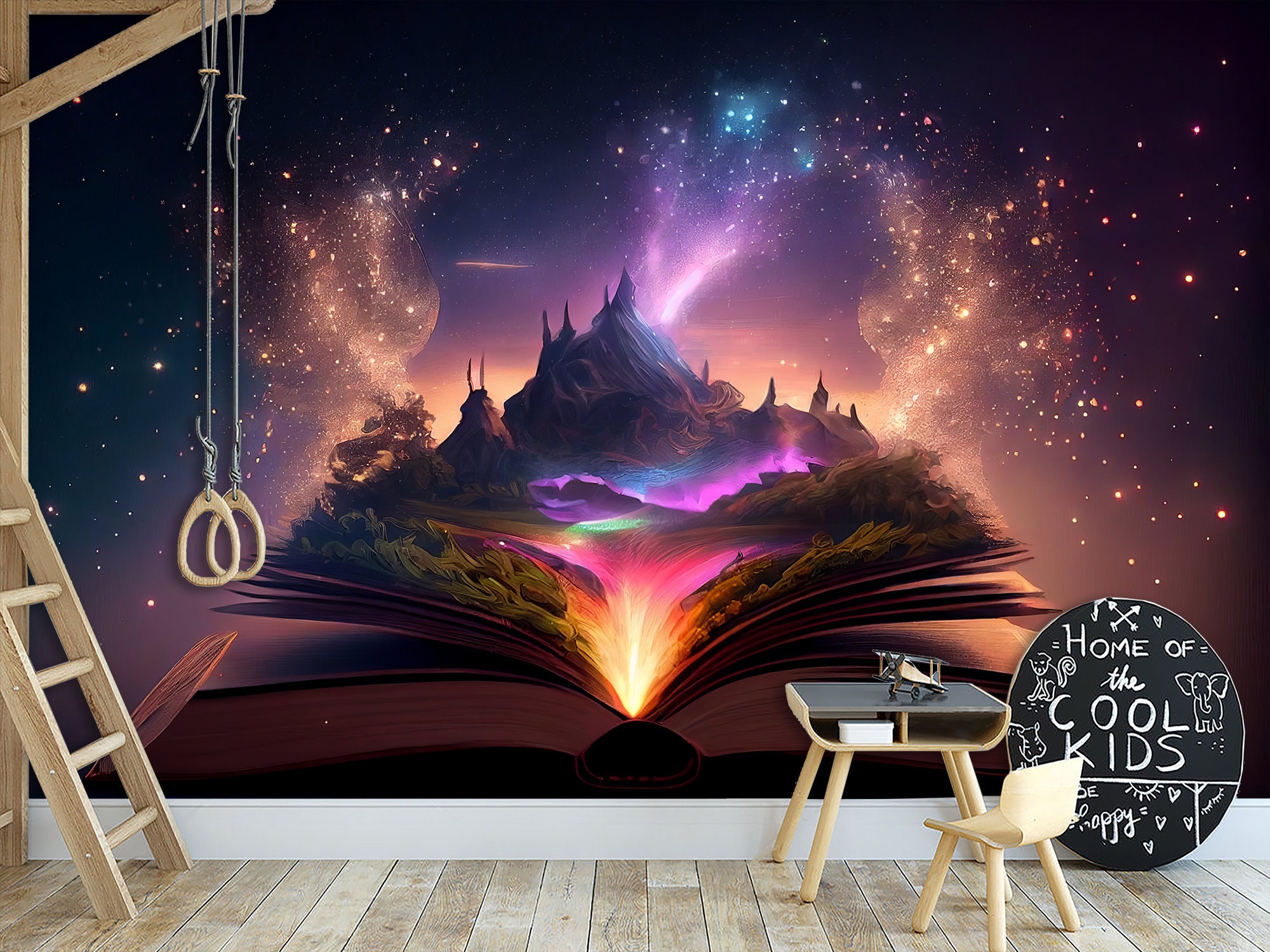 Magical Book Wallpaper Mural: Fantasy World Peel and Stick Decor - Etsy