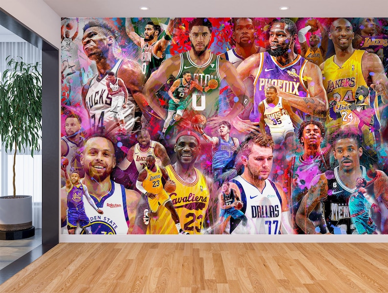 Colorful Basketball Wallpaper Basketball Team Collage Kids Playroom ...