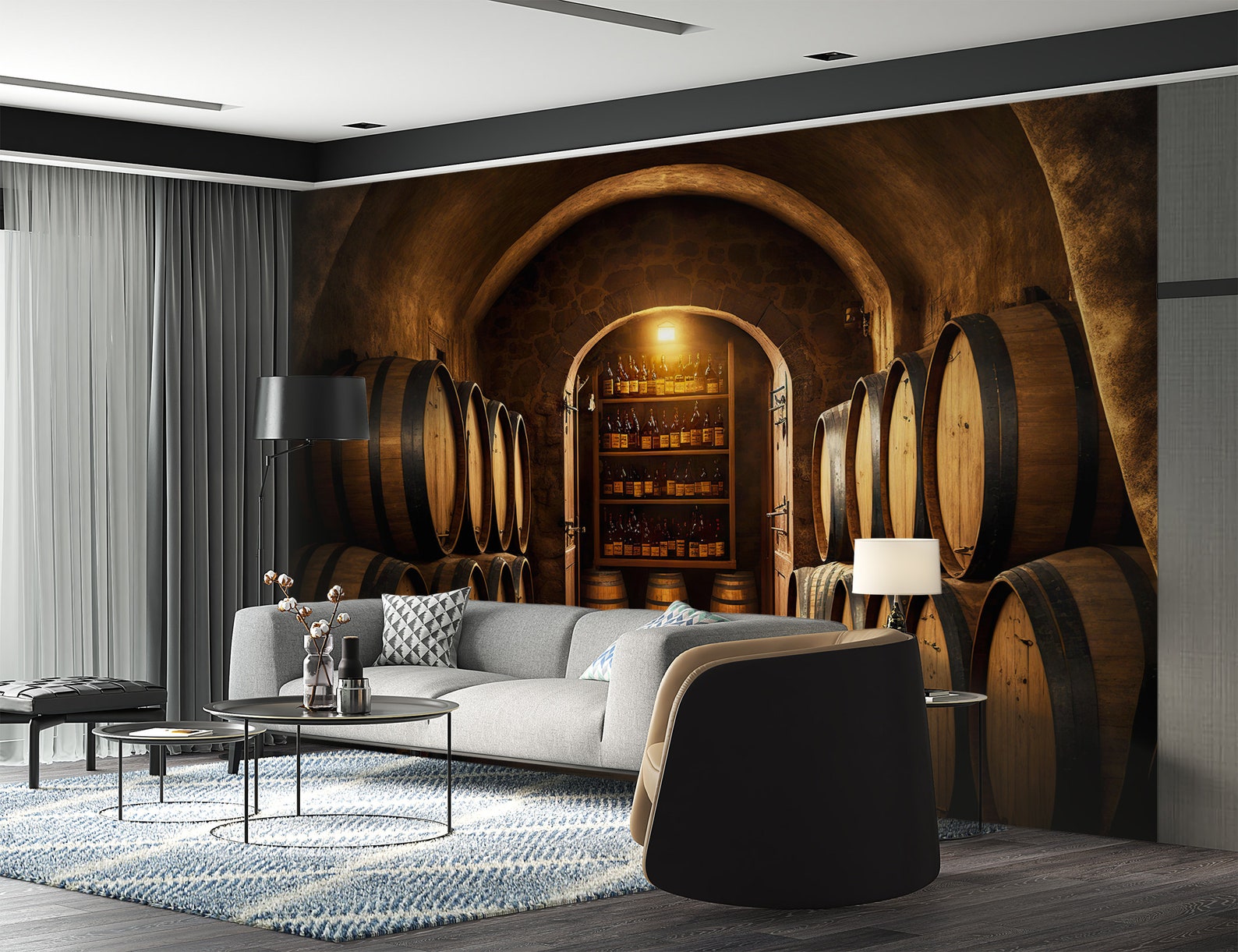 Winemaking Cellar & Wallpaper Wine Barrel Wall Art Mural Wine Cellar ...