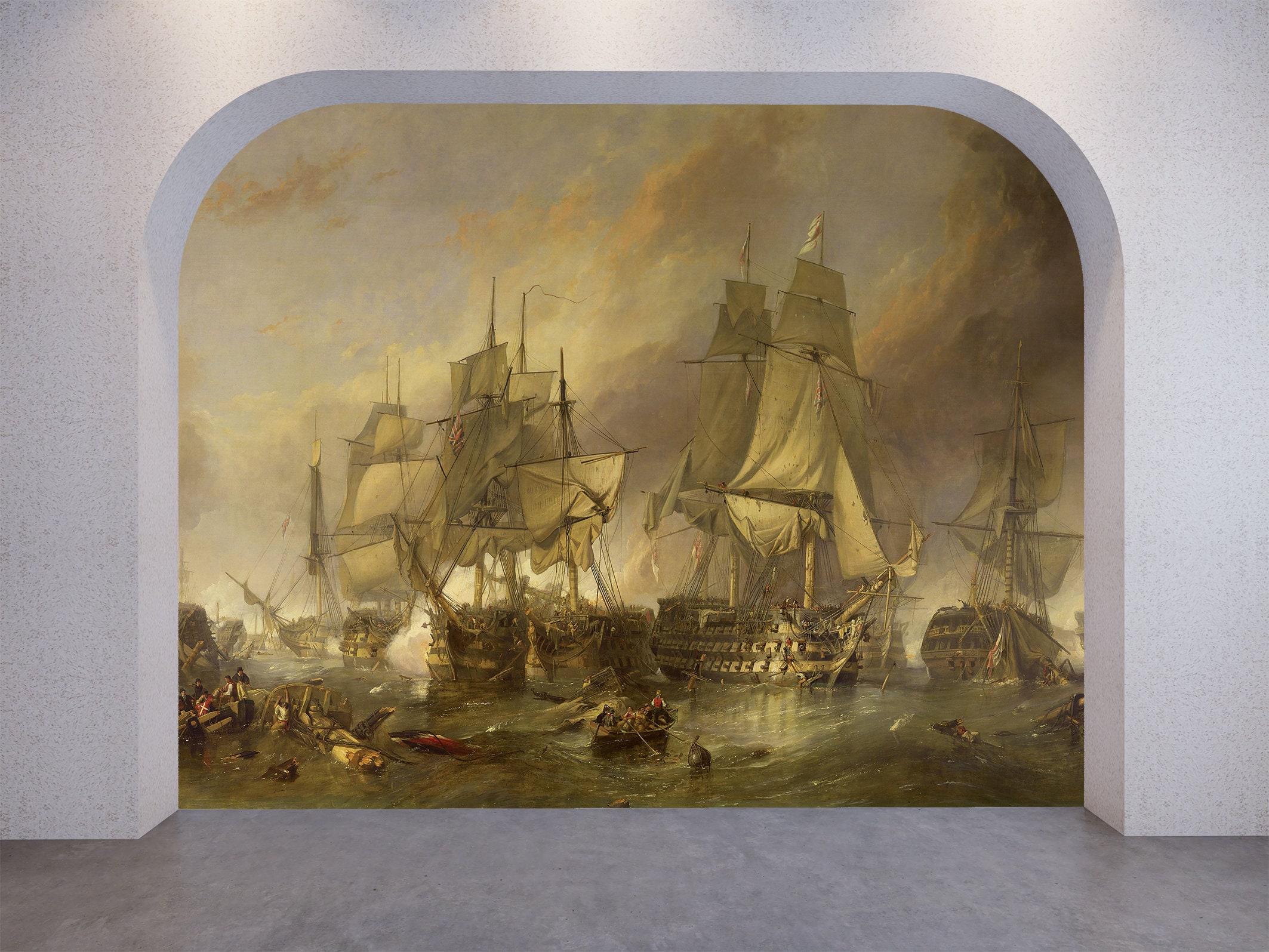 Ship Battle of Trafalgar Reproduction & Old Sailboat Wall Art Mural ...