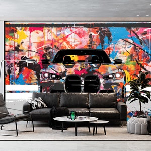 Sport Car Graffiti Wallpaper Game Room Wall Art Mural Graffiti Streat ...
