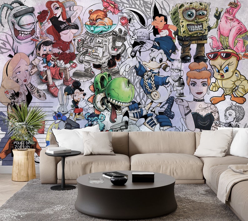 Cartoon Wallpaper & Wall Art Mural Graffiti Characters Cartoon Urban ...
