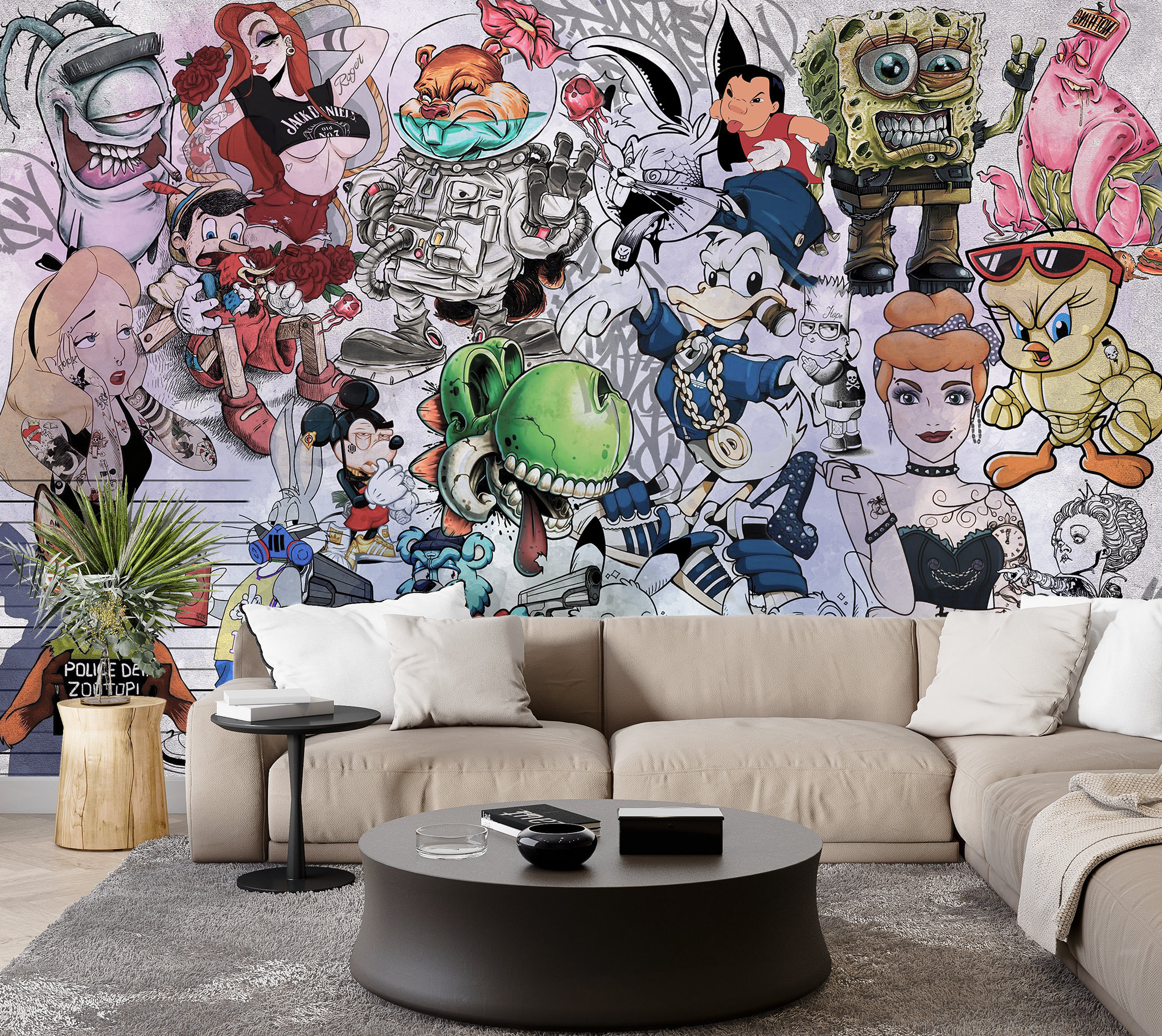 Cartoon Wallpaper & Wall Art Mural Graffiti Characters Cartoon Urban ...